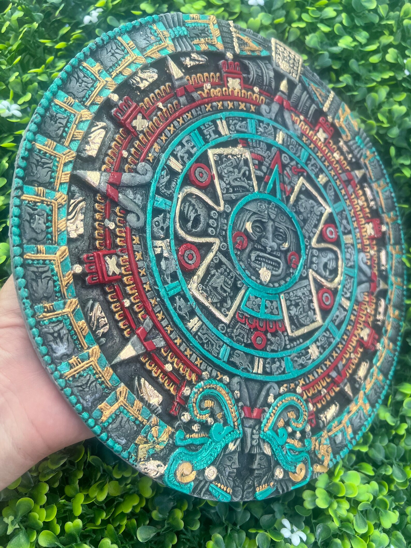 Aztec Calendar Mexica Glyphs Cement Wall Hanging Calendario Azteca ...
