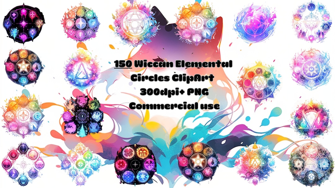 Wiccan Elemental Circles 150 Clipart PNG 300dpi Commercial - Etsy