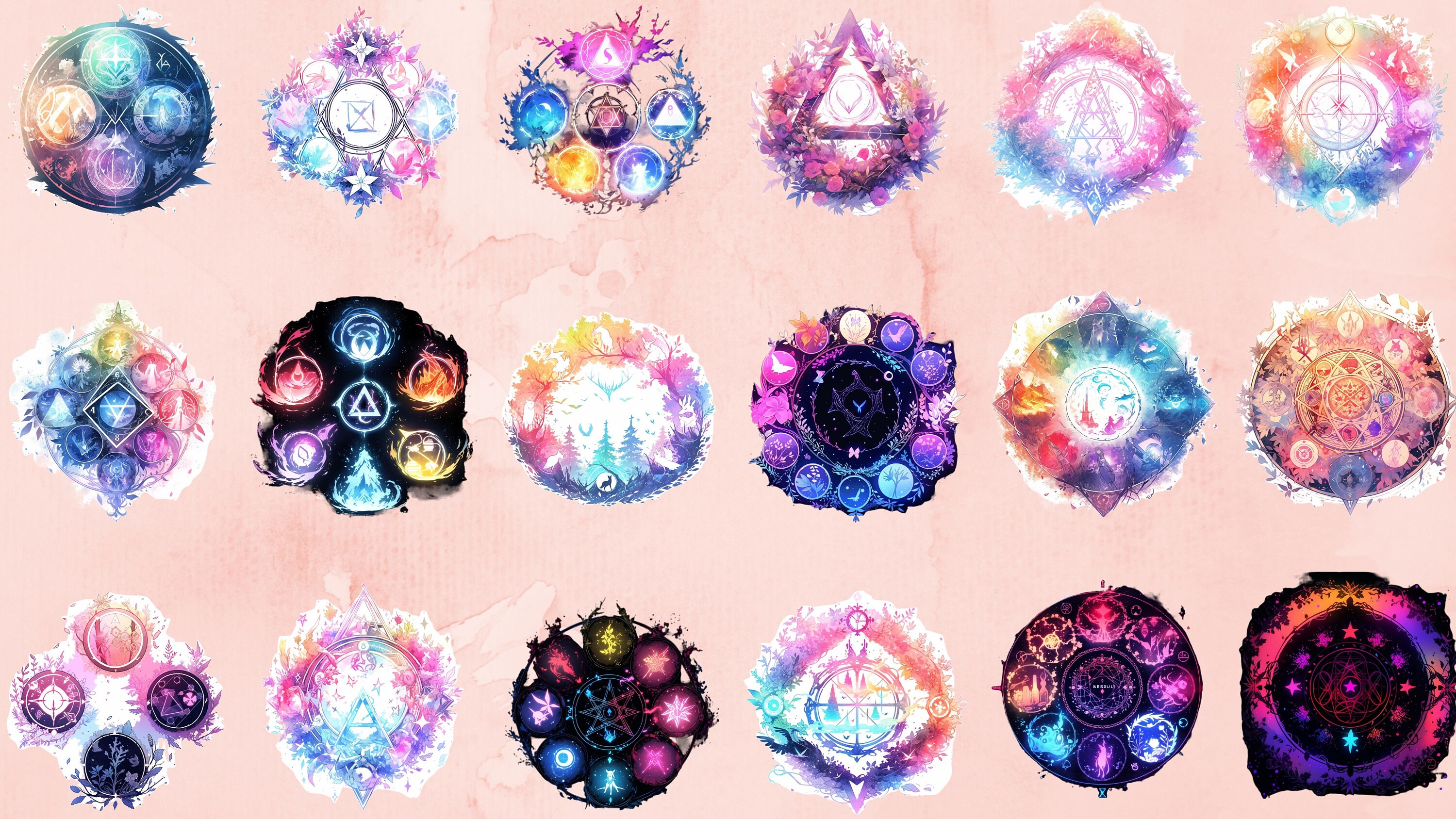 Wiccan Elemental Circles 150 Clipart PNG 300dpi Commercial - Etsy