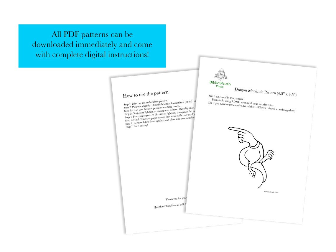 Dragon Manicule Embroidery Pattern, Medieval Manuscript Embroidery ...