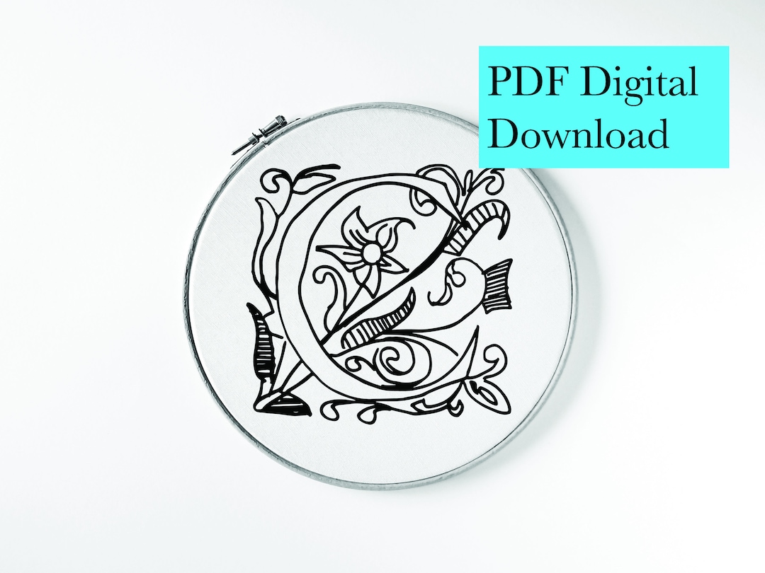 Flowery Letter "c" Embroidery Pattern, Alphabet Embroidery, Book ...