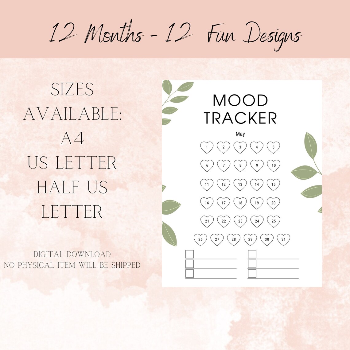 Mood Tracker Monthly Printable Mood Tracker Bundle Mood Journal Digital ...