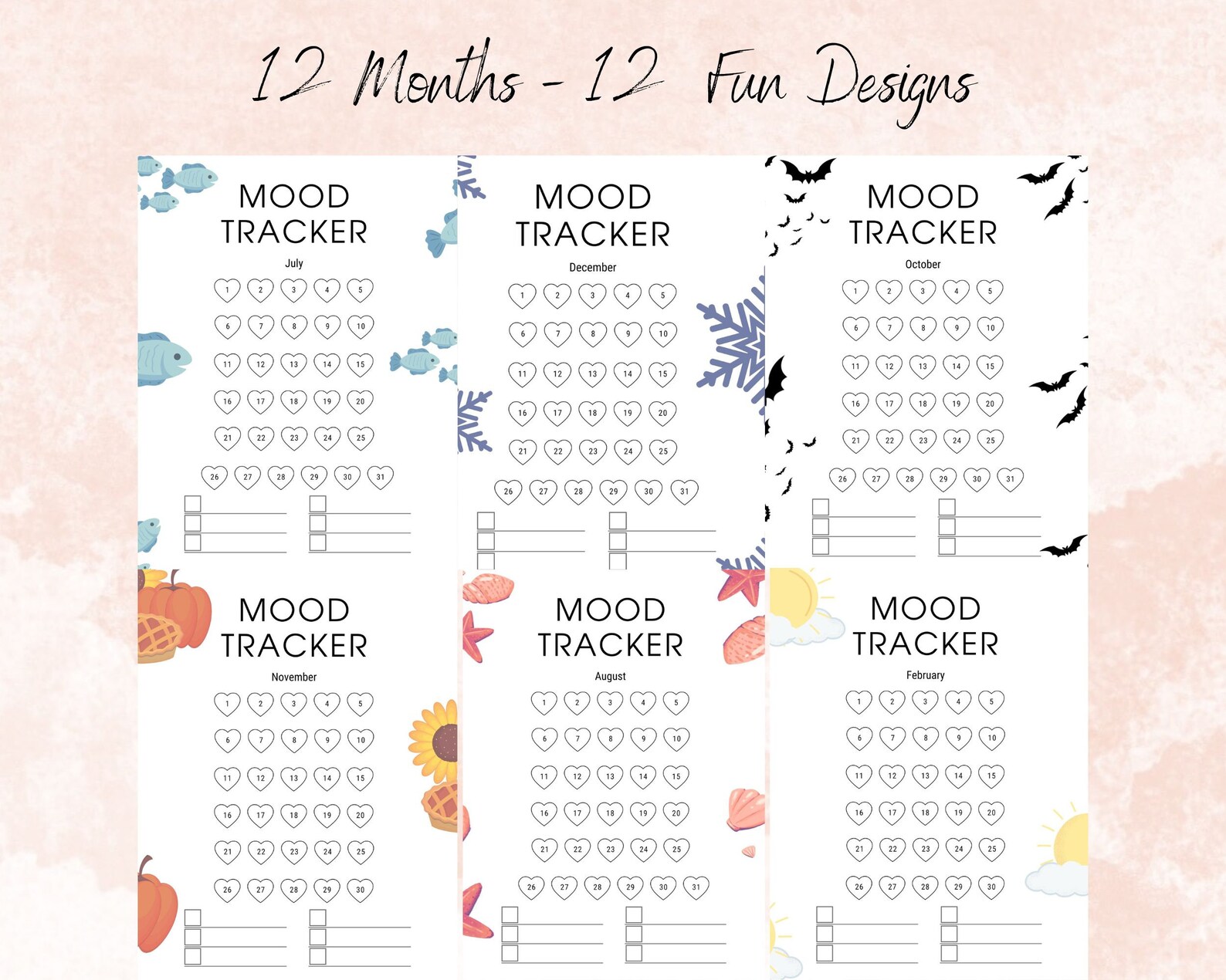 Mood Tracker Monthly Printable Mood Tracker Bundle Mood Journal Digital ...