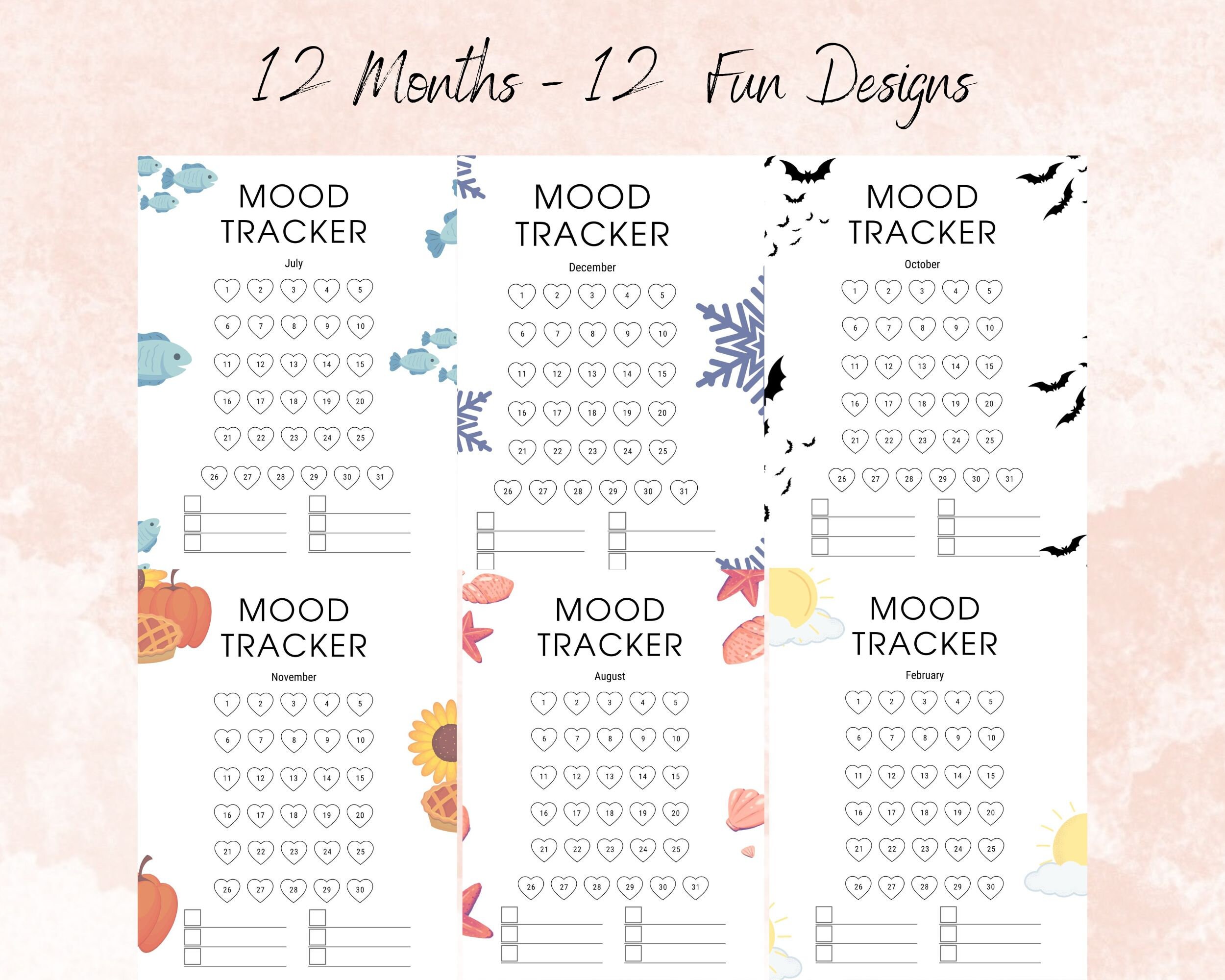 Mood Tracker Monthly Printable Mood Tracker Bundle Mood Journal Digital ...