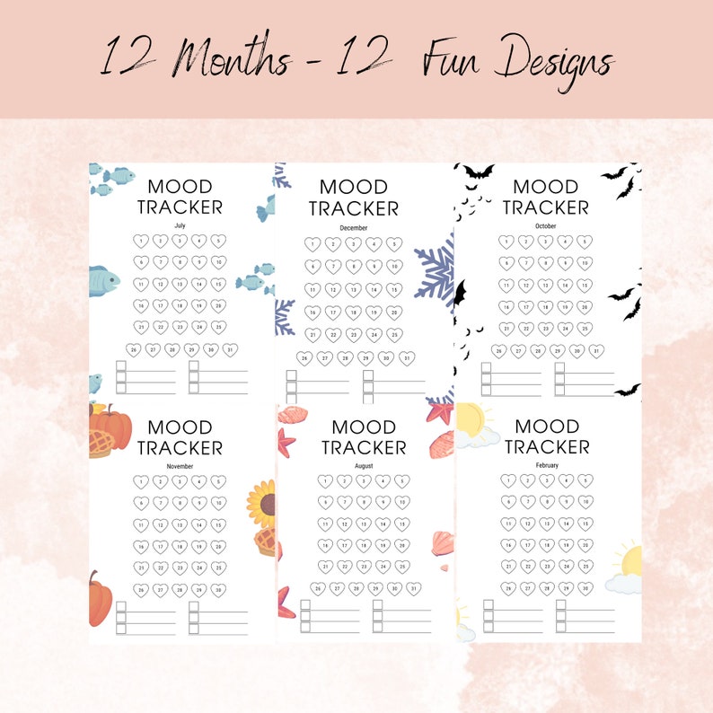 Mood Tracker Monthly | Printable Mood Tracker Bundle | Mood Journal ...