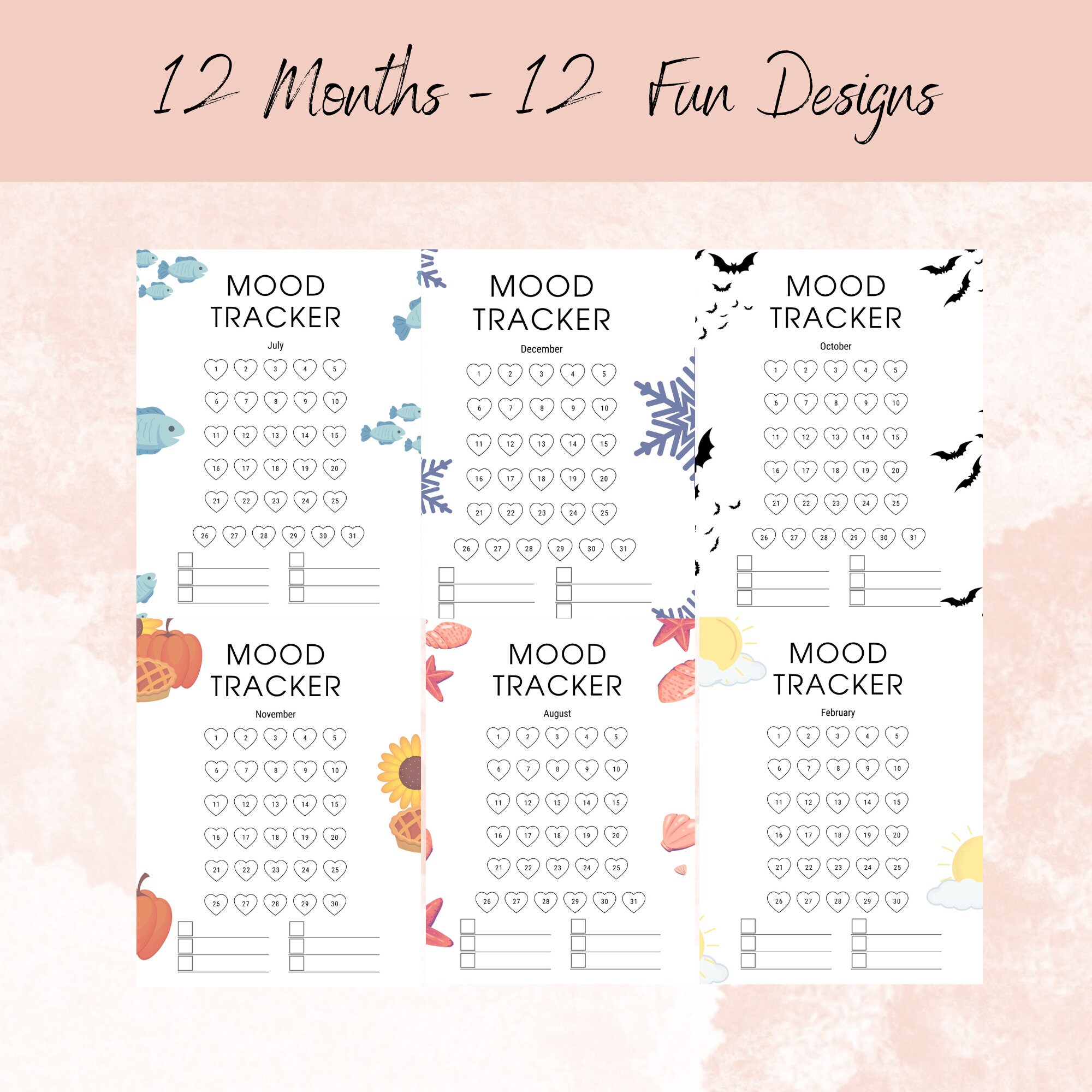 Mood Tracker Monthly | Printable Mood Tracker Bundle | Mood Journal ...