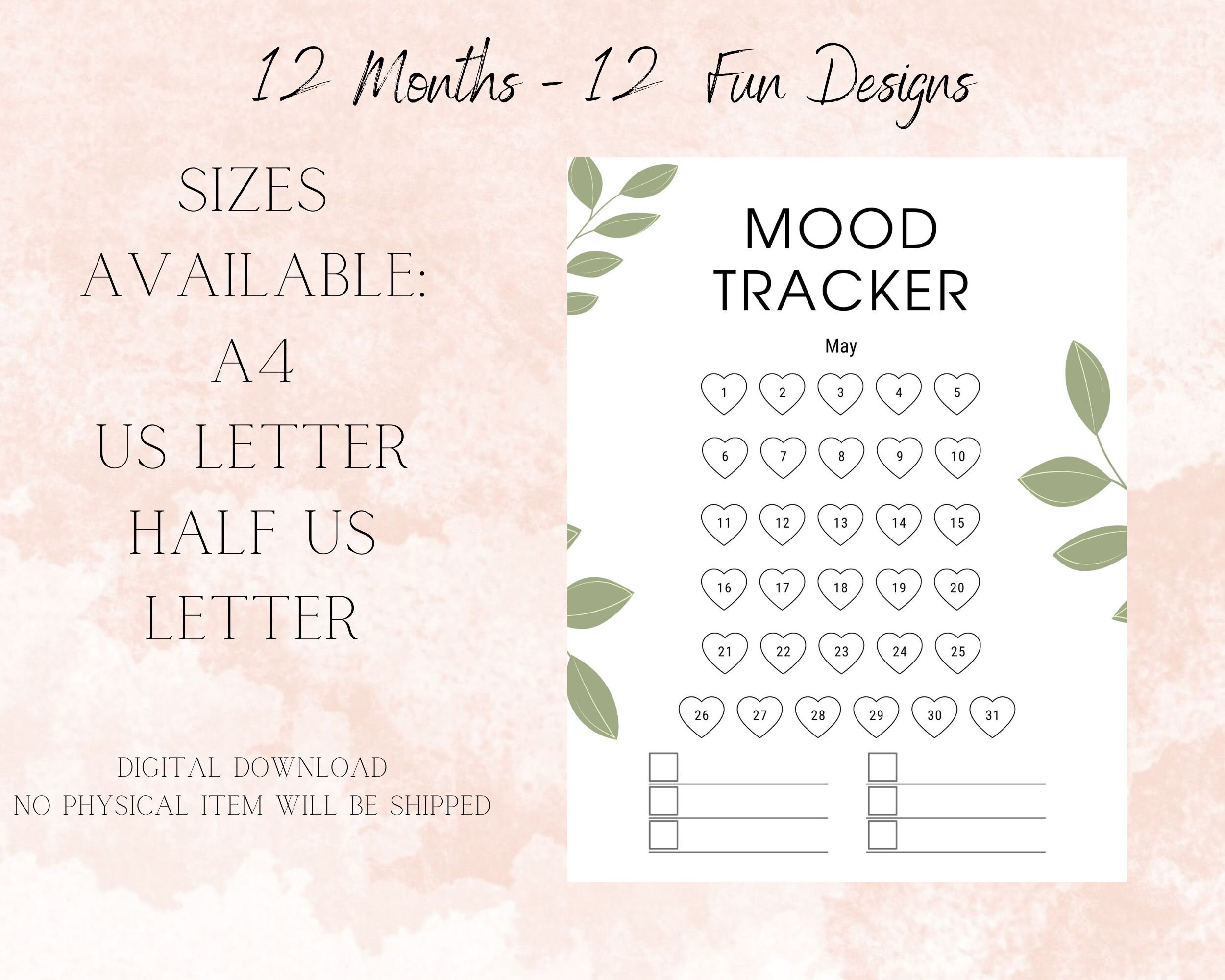 Mood Tracker Monthly Printable Mood Tracker Bundle Mood Journal Digital ...