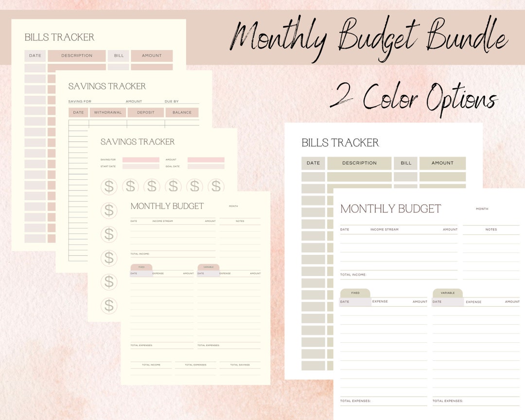Simple Budget Planner, Savings Tracker, Monthly Budget Tracker, Bills ...