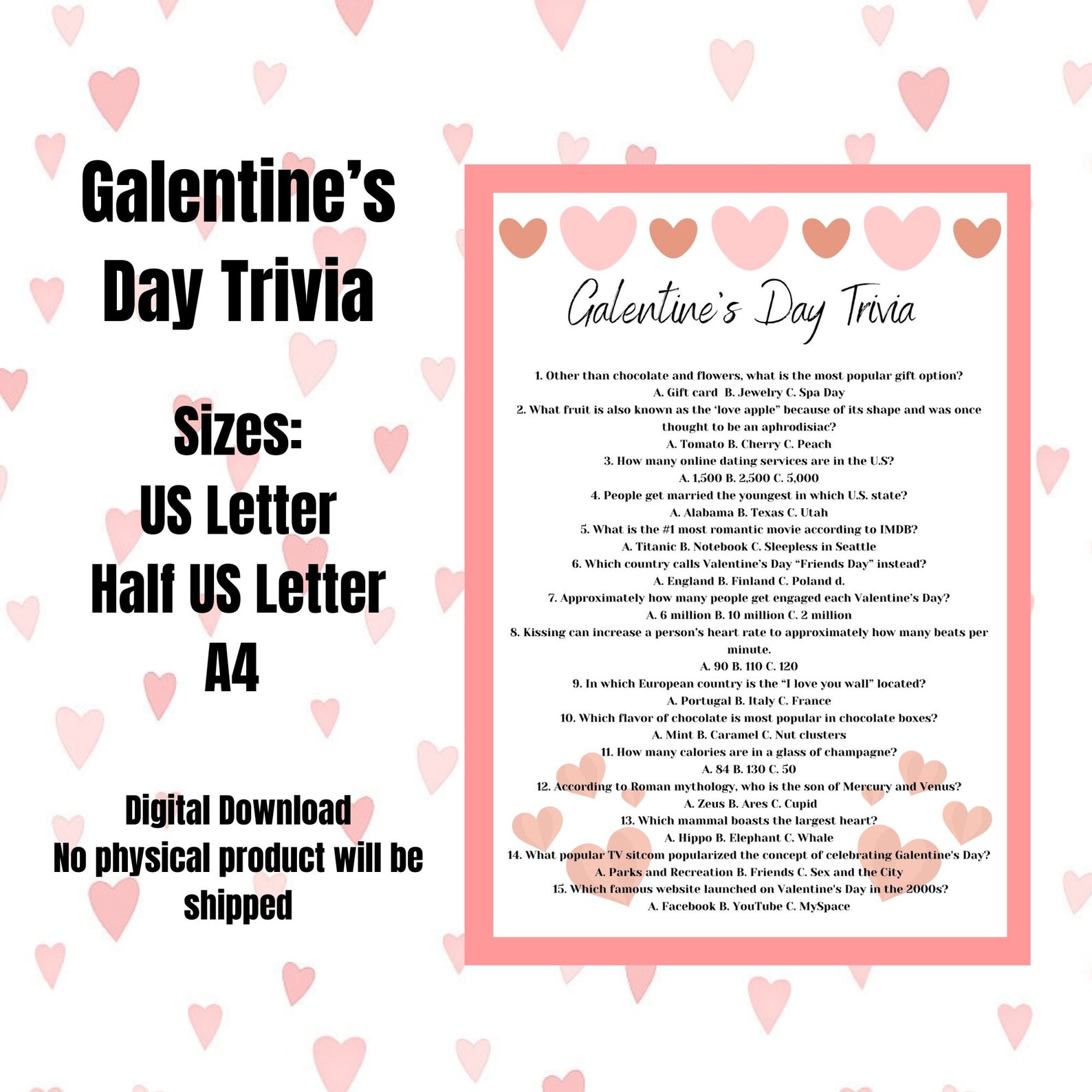 Galentines Day Trivia Game, Galentines Day Party Game, Valentines Day ...