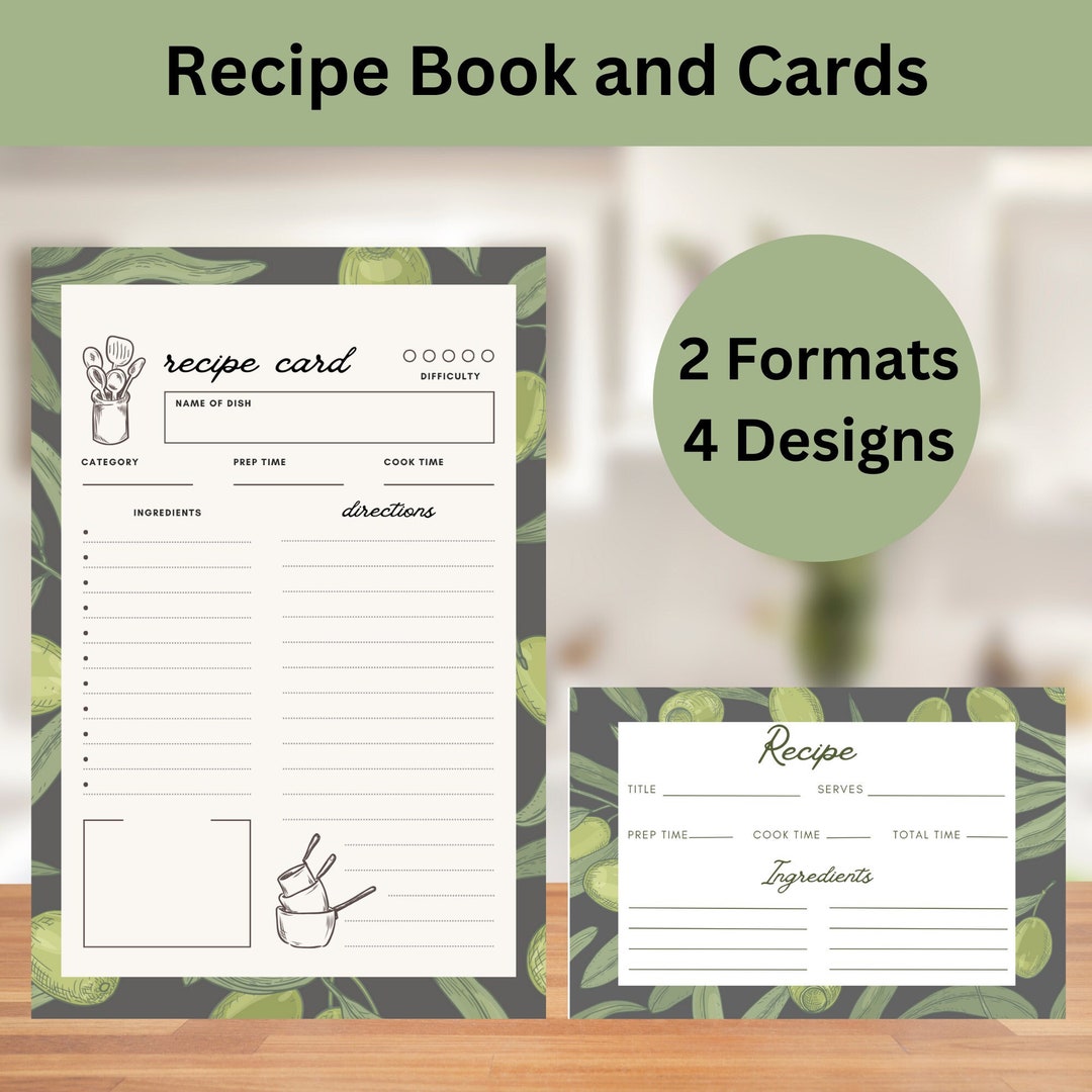 Recipe Book and Cards, Meal Planner, Recipe Cards, Recipe Book, Recipe ...
