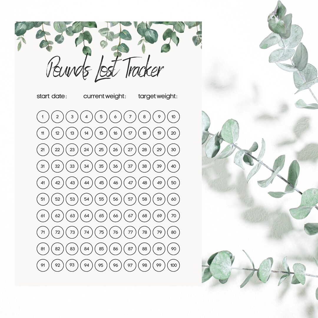 Weight Loss Tracker, 100 Lbs, Weight Loss Journal, 100 Pound Lost ...