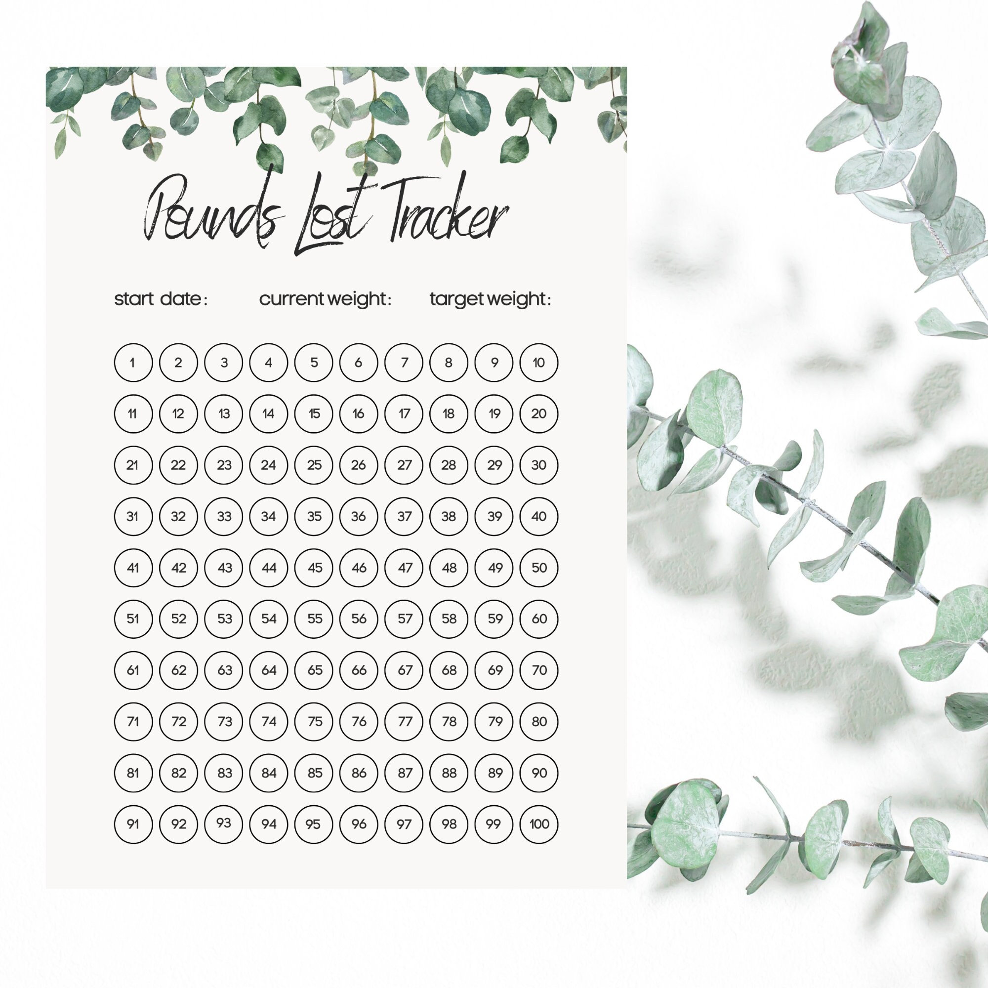 Weight Loss Tracker, 100 Lbs, Weight Loss Journal, 100 Pound Lost ...