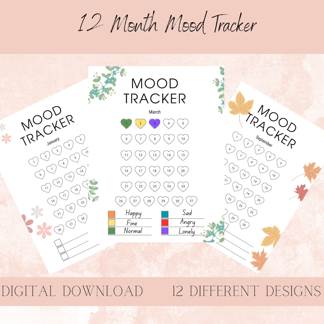 Mood Tracker Monthly | Printable Mood Tracker Bundle | Mood Journal ...