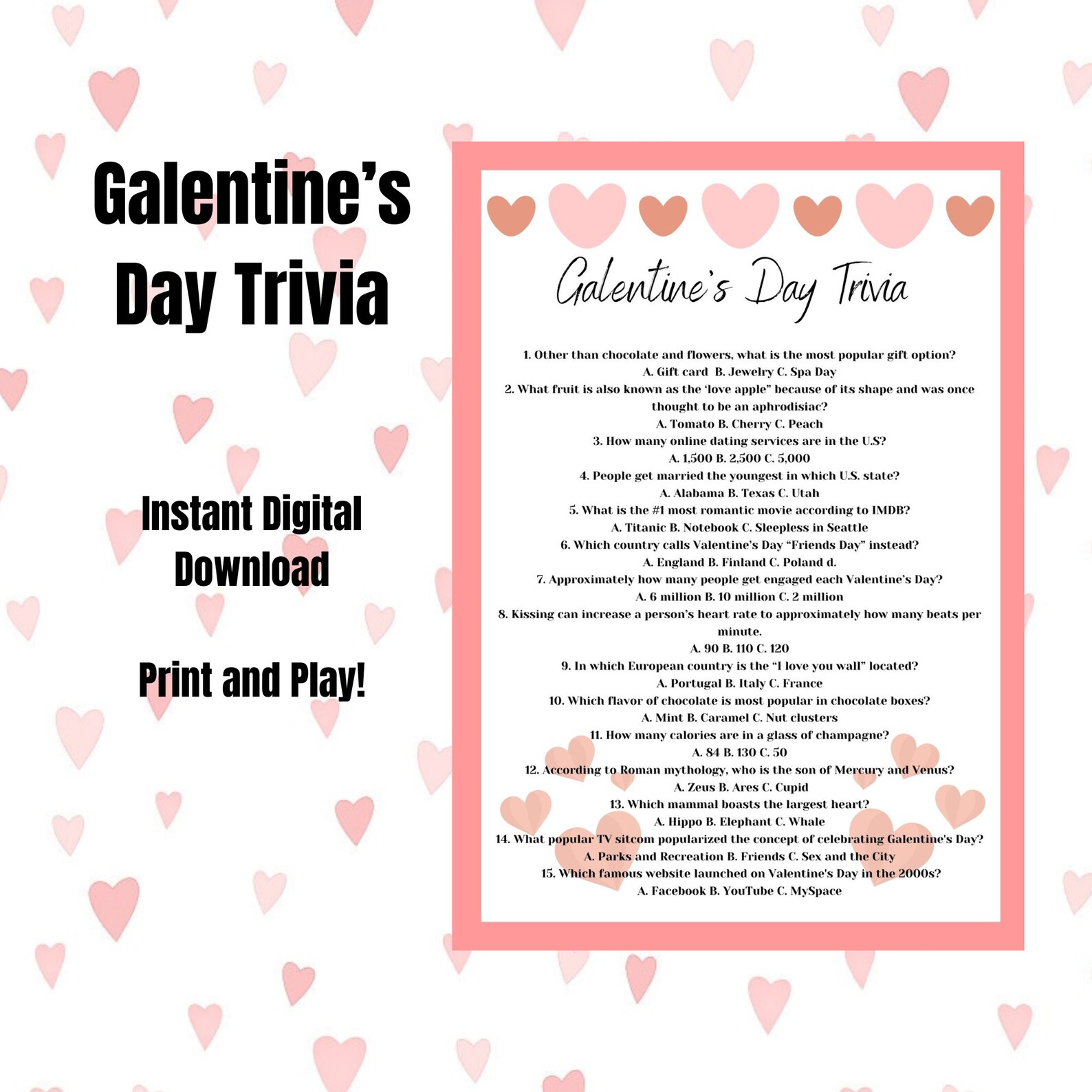 Galentines Day Trivia Game, Galentines Day Party Game, Valentines Day ...