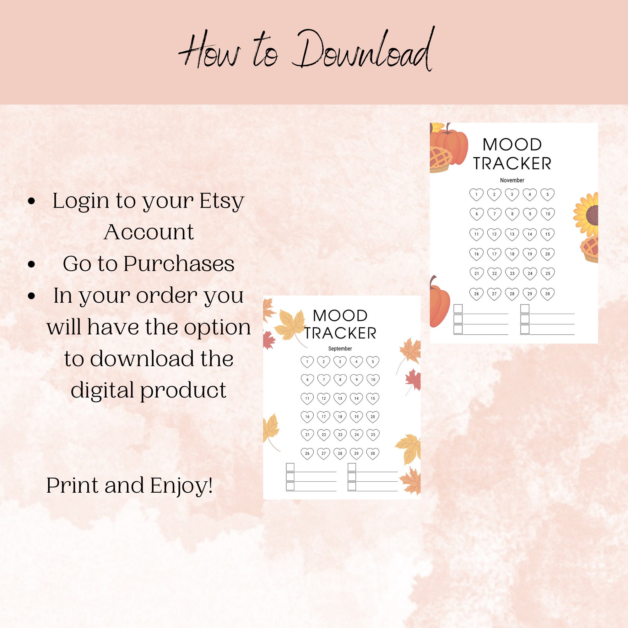 Mood Tracker Monthly | Printable Mood Tracker Bundle | Mood Journal ...