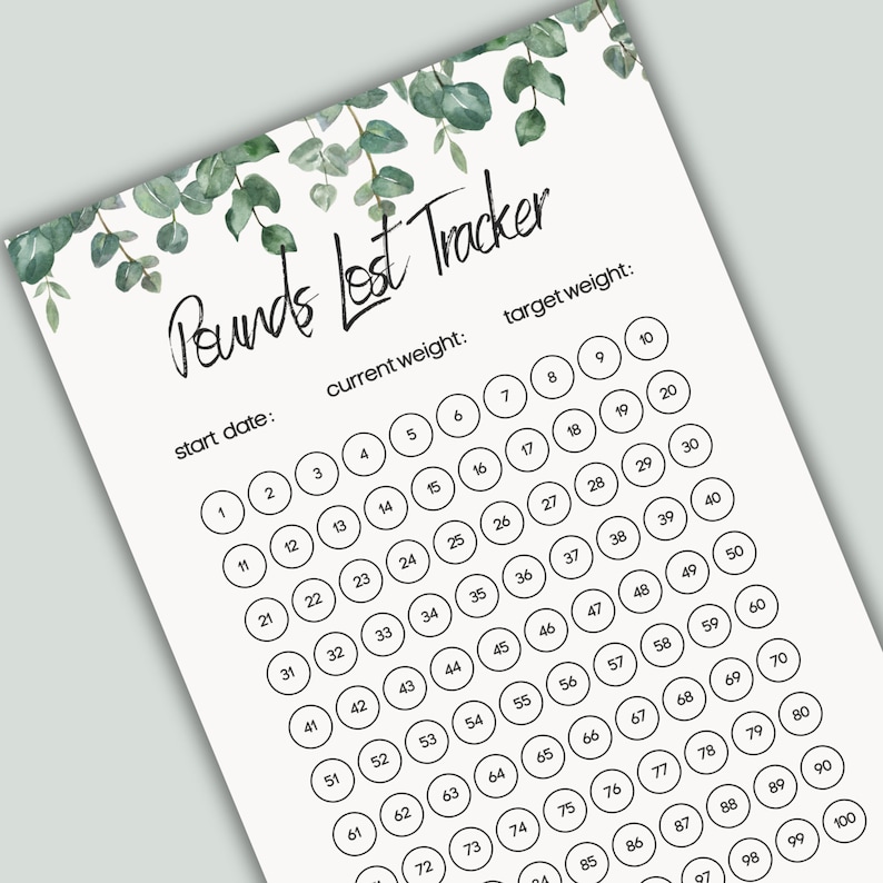 Weight Loss Tracker, 100 Lbs, Weight Loss Journal, 100 Pound Lost ...