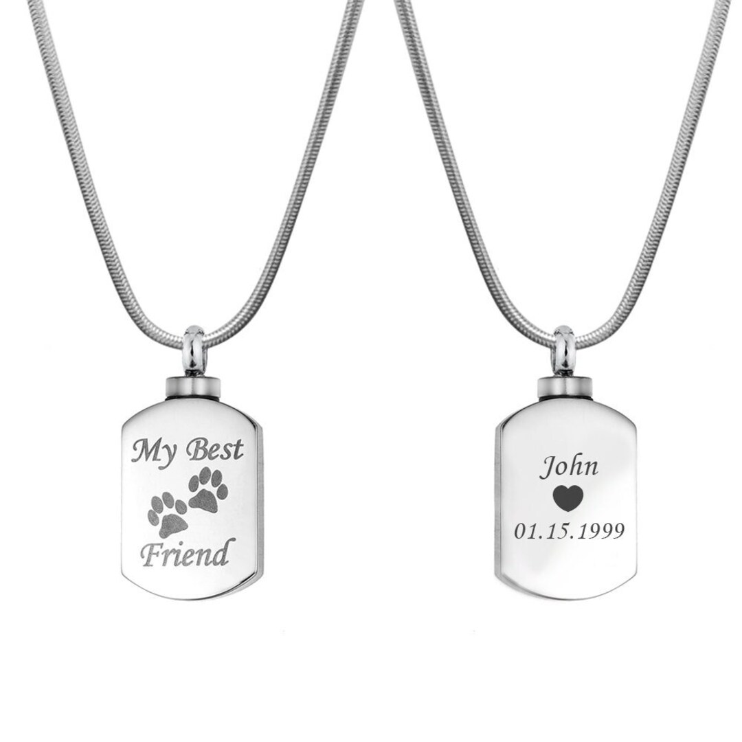 FREE ENGRAVING Best Friend Paw Print Cremation Jewelry - Etsy