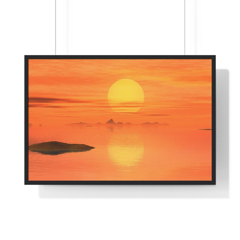 Premium Framed Horizontal Poster Sunset Overseas - Etsy