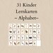 31 Alphabet Learning Cards, Encourage Children, Kindergarten ...