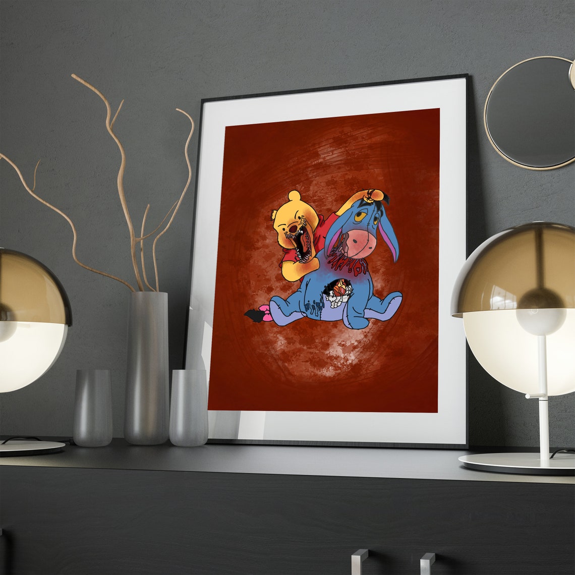Pooh Bear and Eeyore Zombified Art Print | Home Deco | Wall Art ...