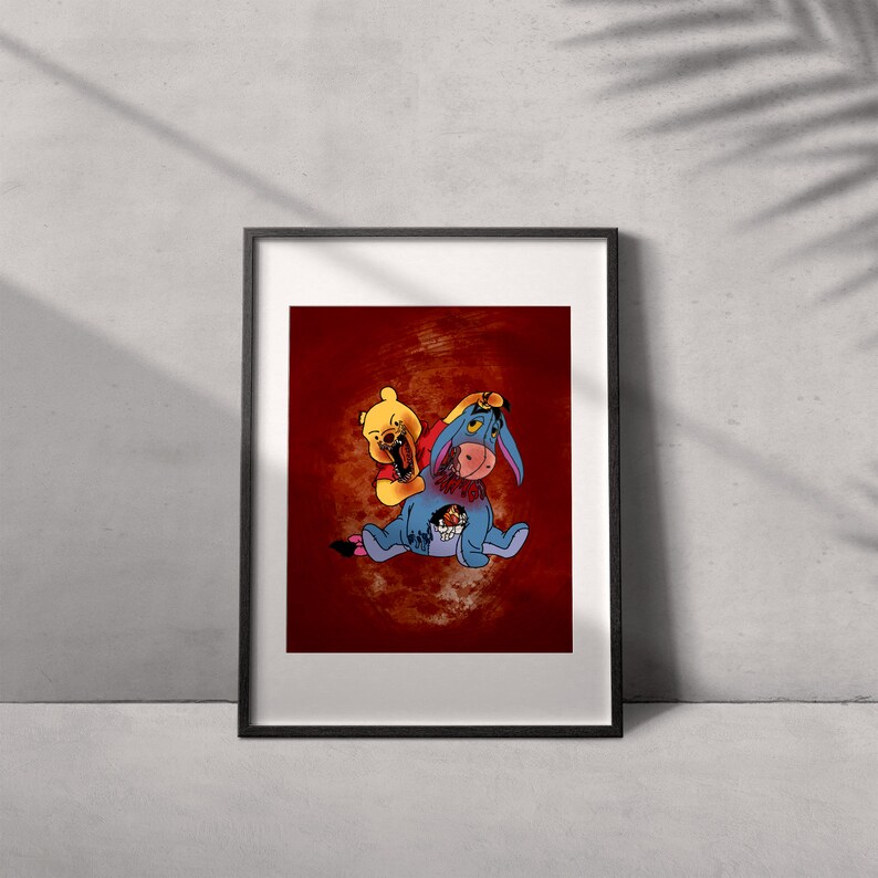 Pooh Bear and Eeyore Zombified Art Print | Home Deco | Wall Art ...