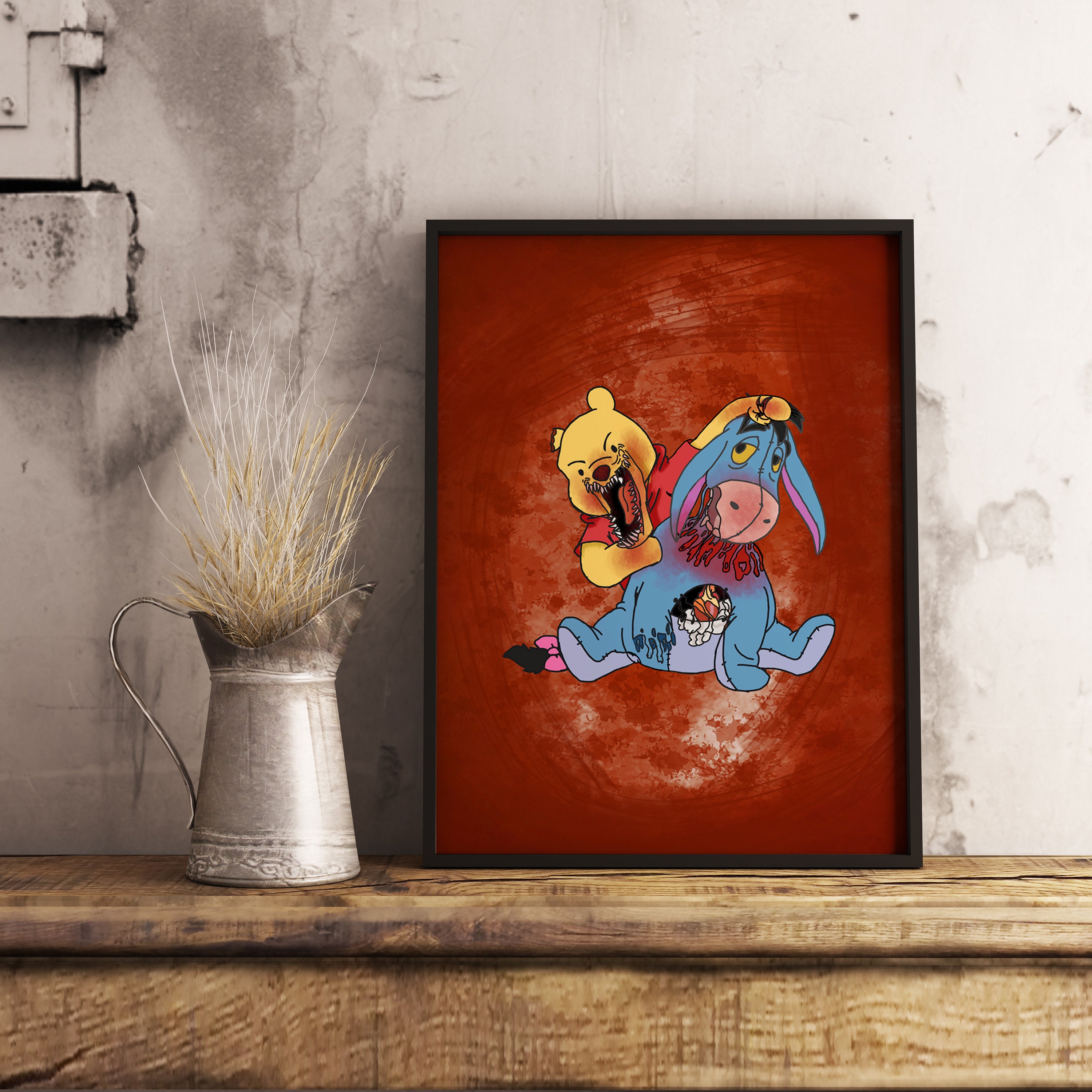 Pooh Bear and Eeyore Zombified Art Print | Home Deco | Wall Art ...