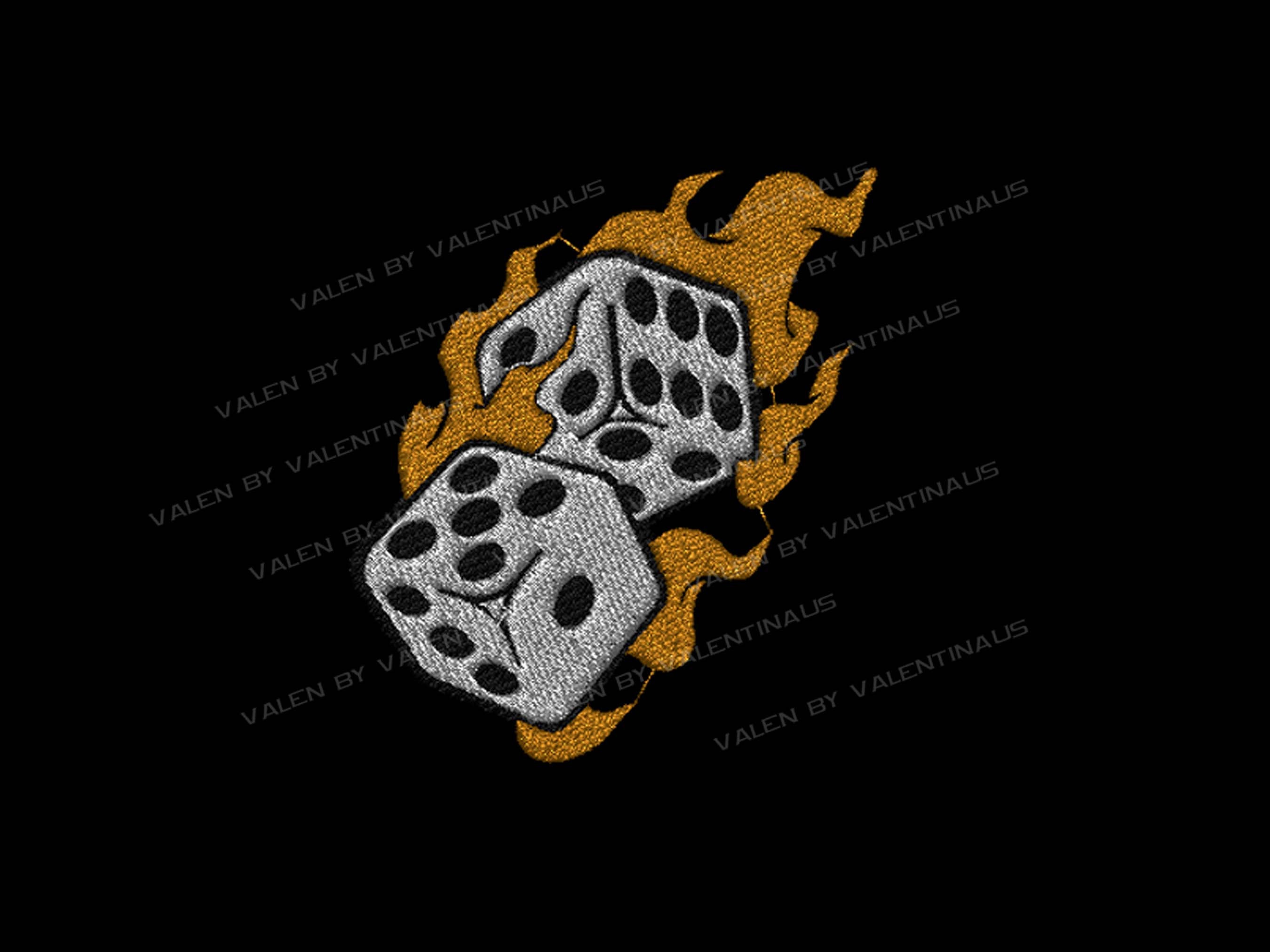 Dice on Fire Embroidery Design, Flaming Dice Embroidery Design, 3 Sizes, Instant Download ...
