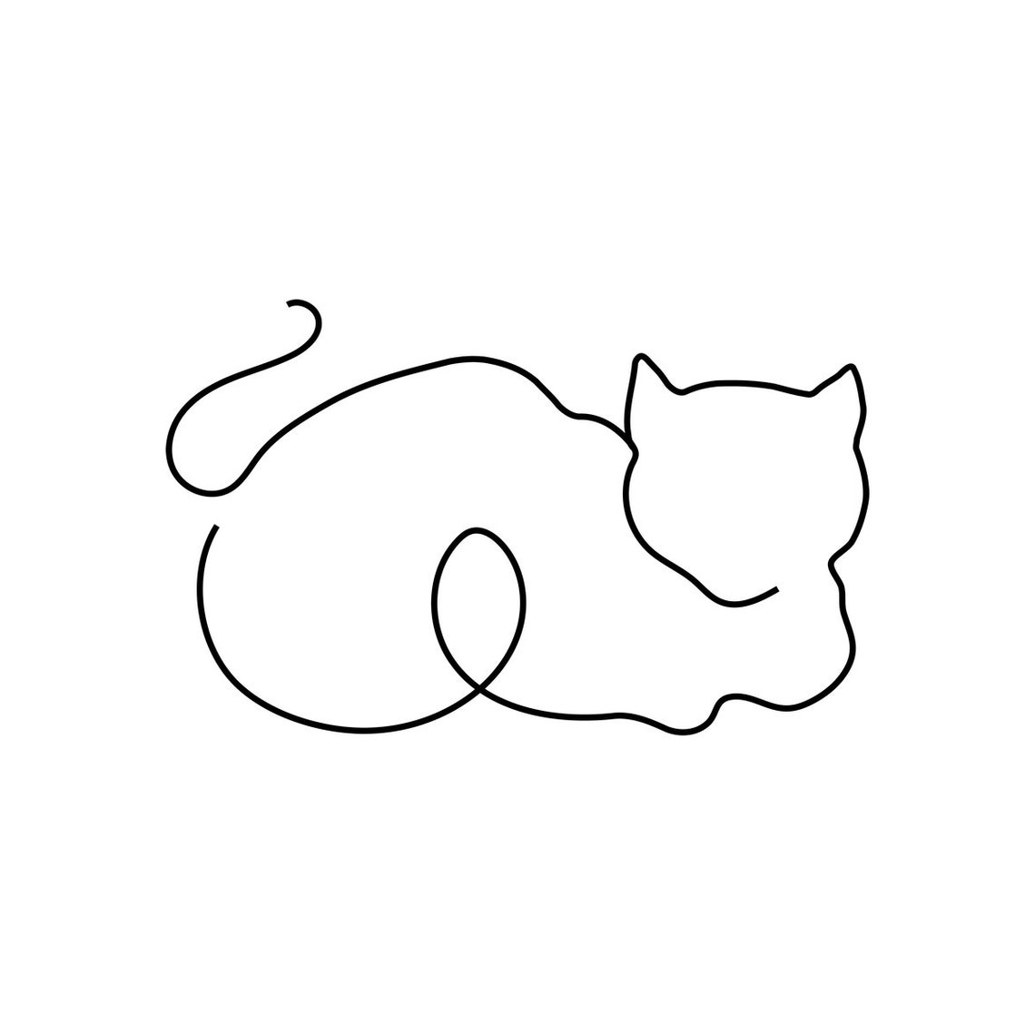 Cat Line Art, Minimalist Line Art Cat Digital Download, Wall Decor Cat ...