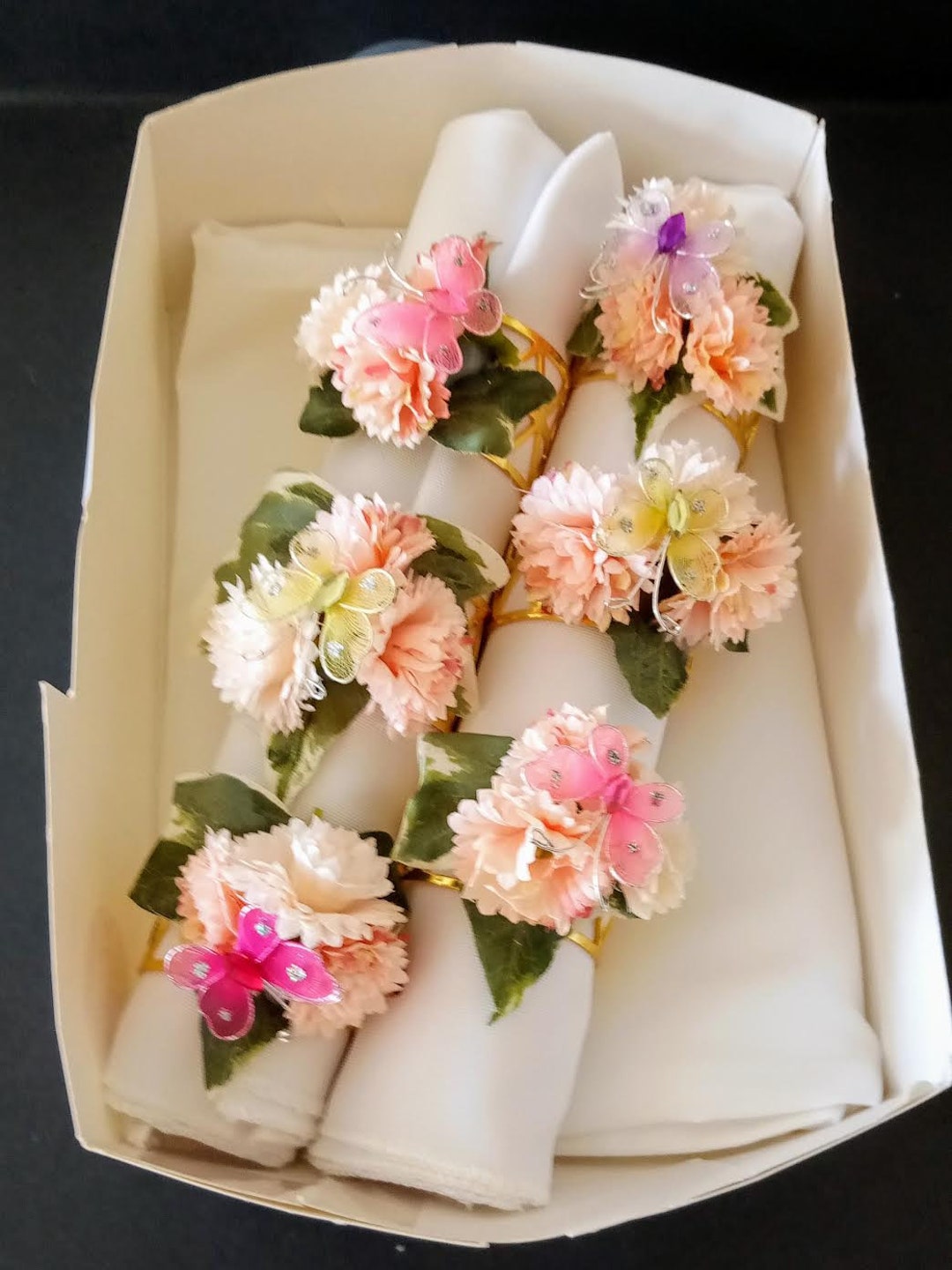 6 BUTTERFLY NAPKIN RINGS W Cloth Napkins – Party Accessory ...