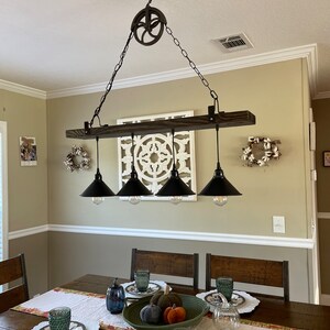 Pendant Light Fixture With Rustic Pulley. - Etsy