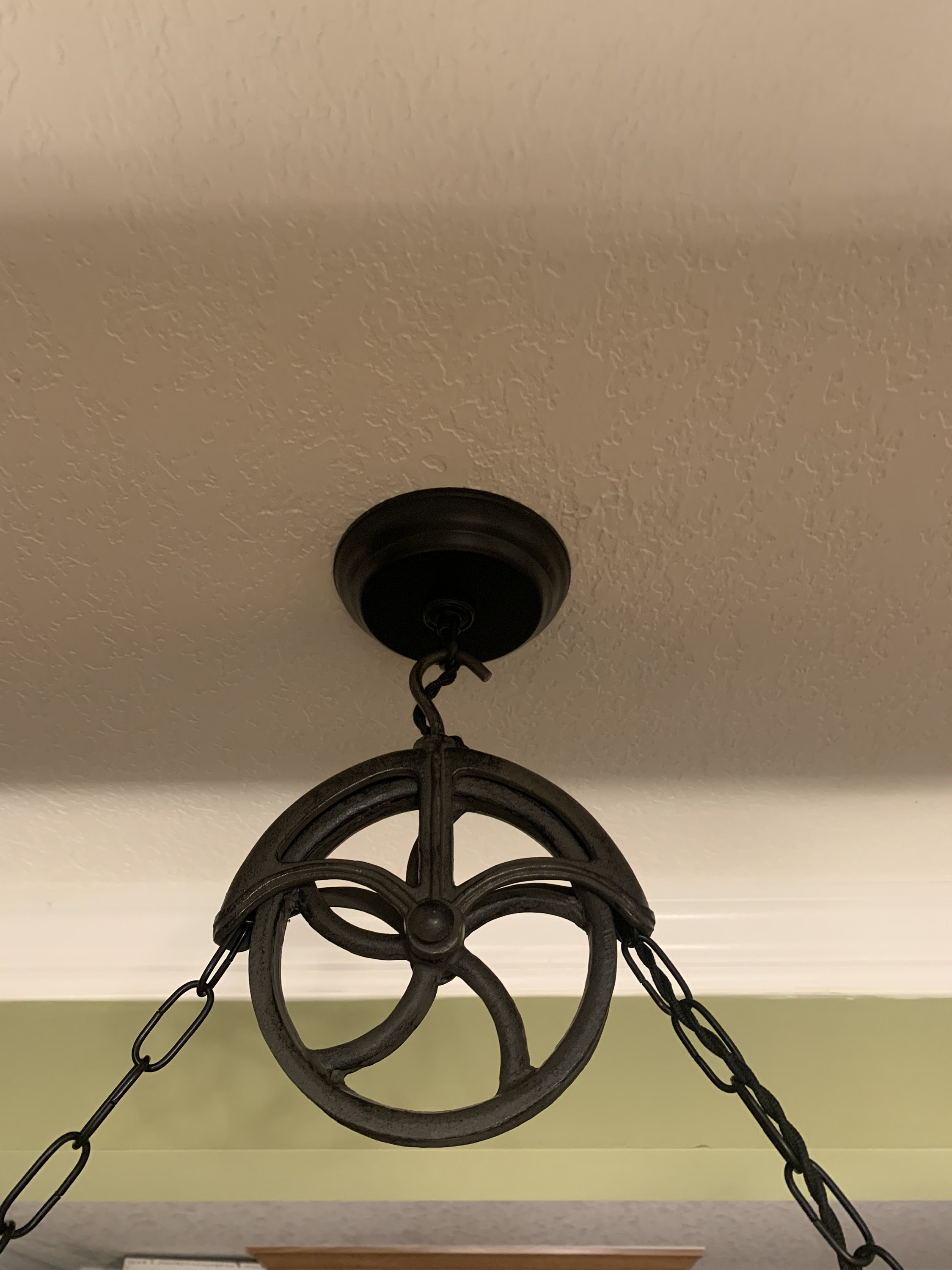 Pendant Light Fixture With Rustic Pulley. - Etsy