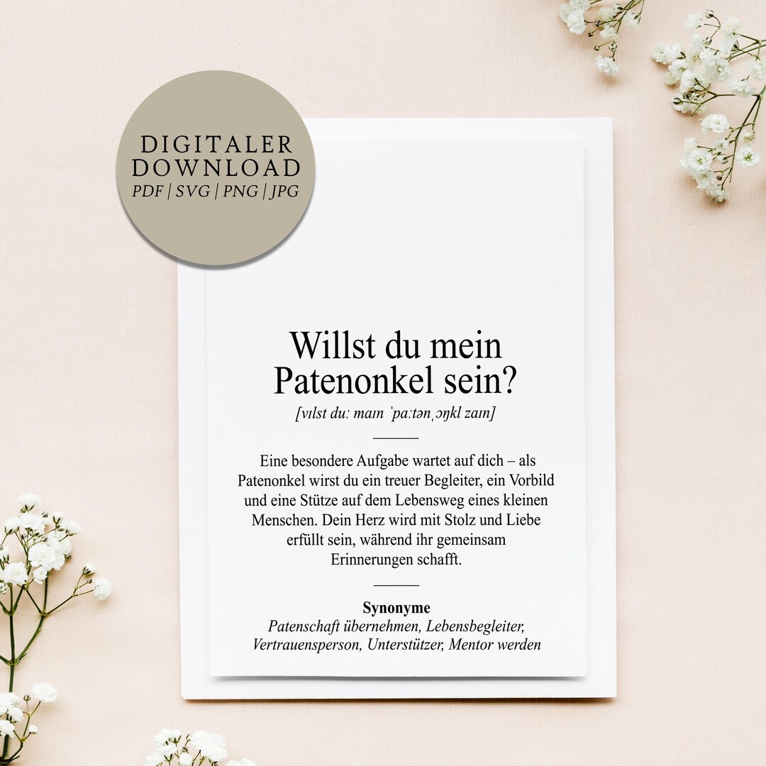 Definition Do You Want to Be My Godfather Duden Style | Digital Print ...