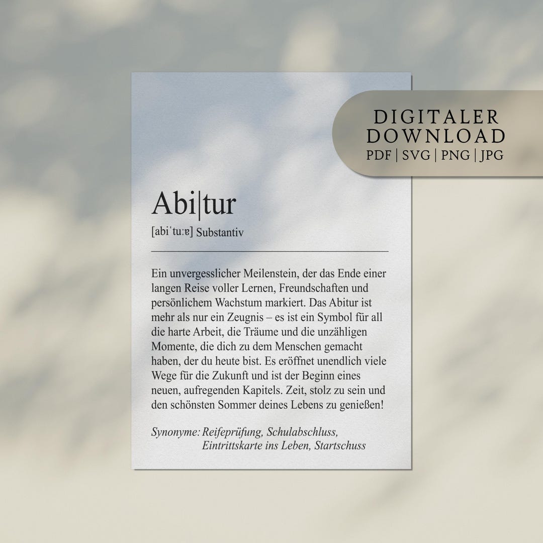 Definition Abitur Duden Postcard Poster Print File Gift High School Student Senior Student ...