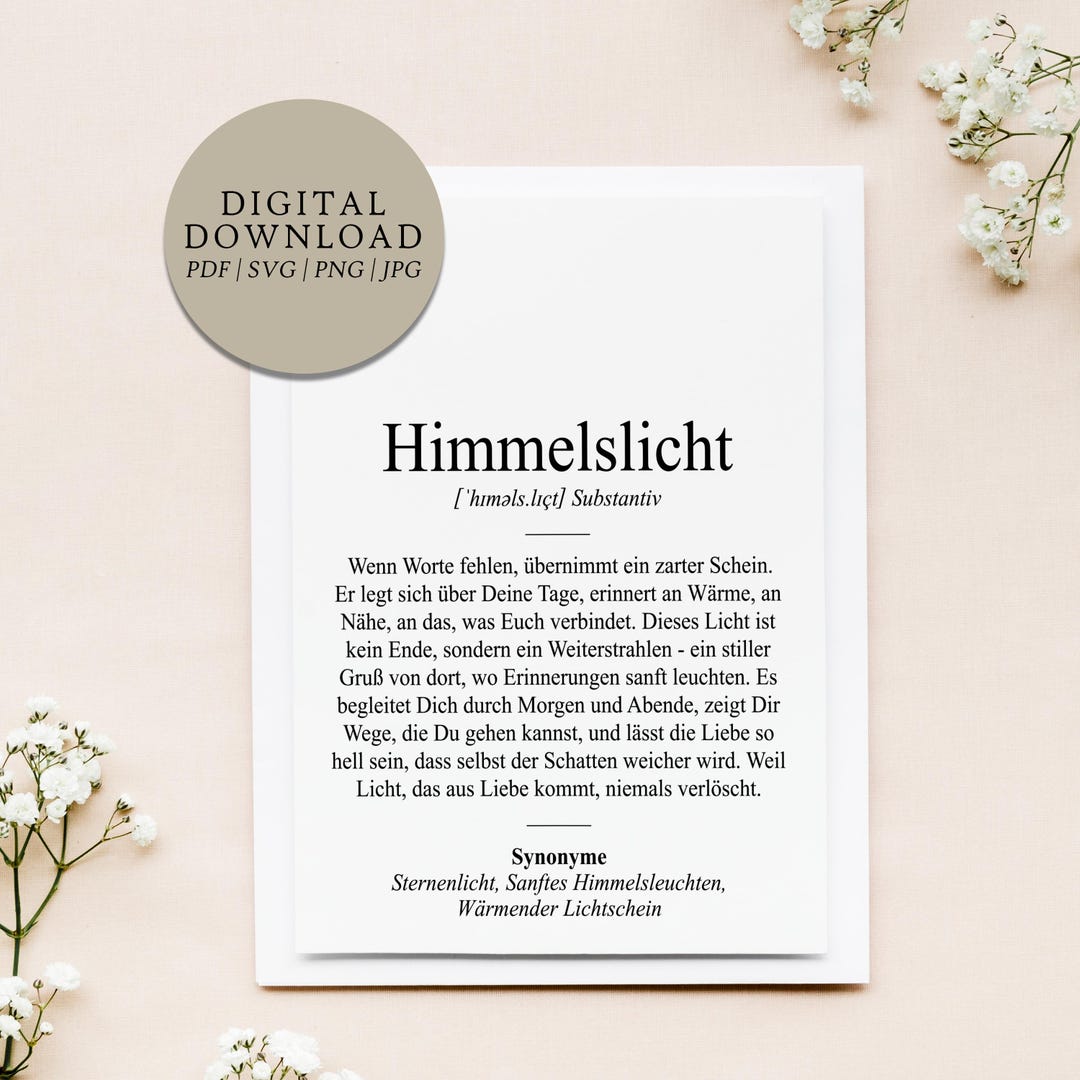 Definition of Celestial Light (duden Style) | Digital Print File ...