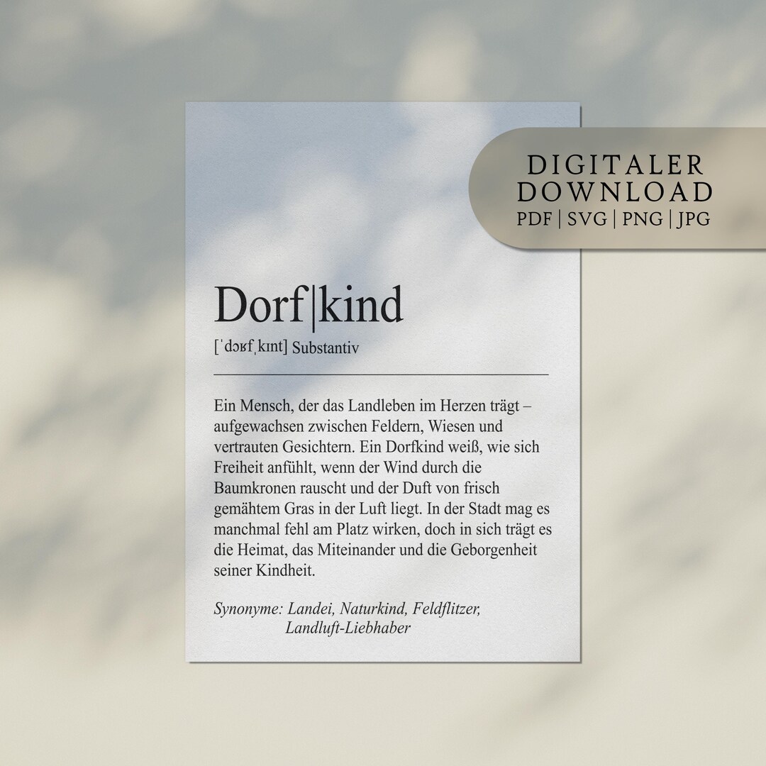 Definition Village Child Duden Postcard Poster Print File Gift Birthday ...