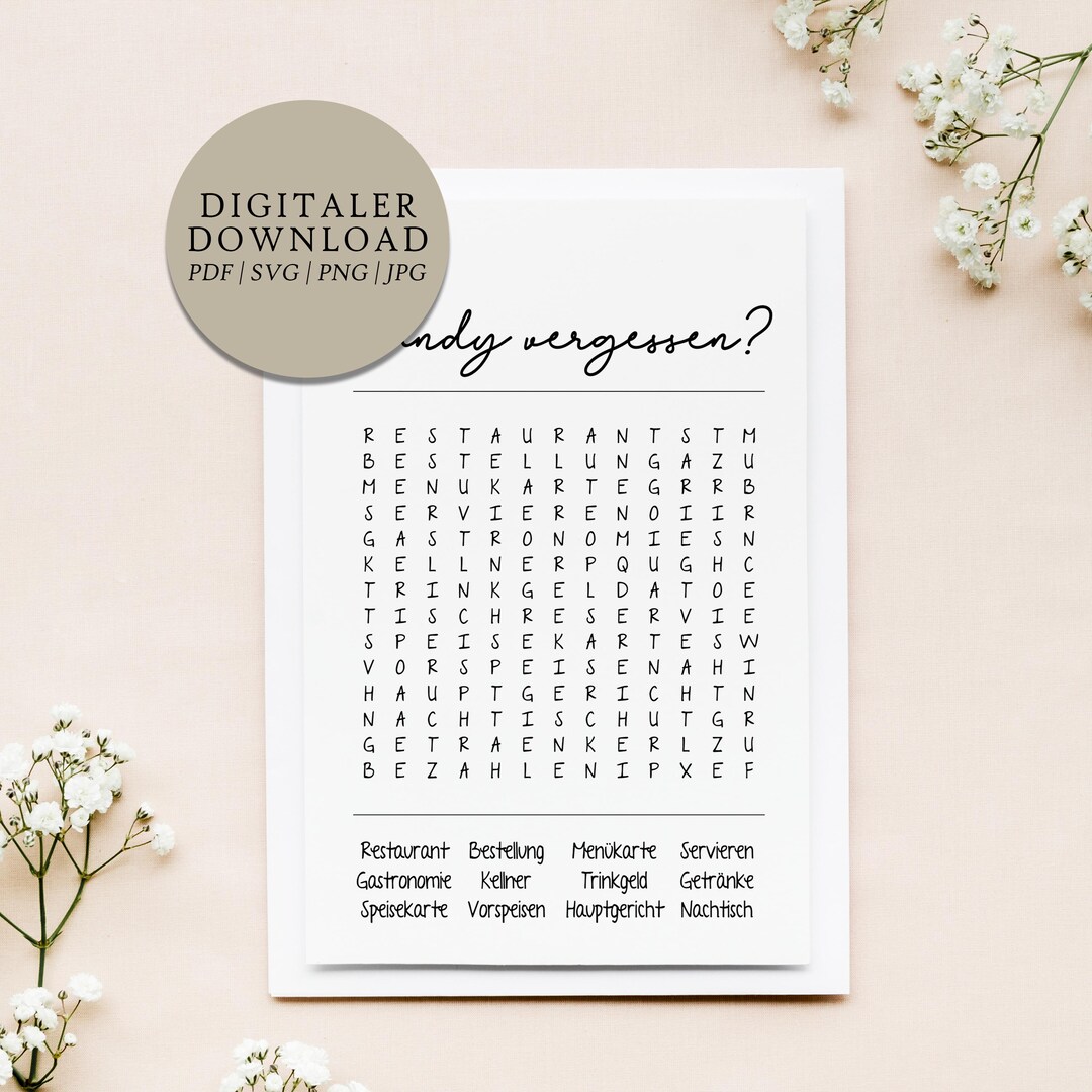 Poster Letter Puzzle Restaurant Digital Print File Puzzle Letter Salad ...