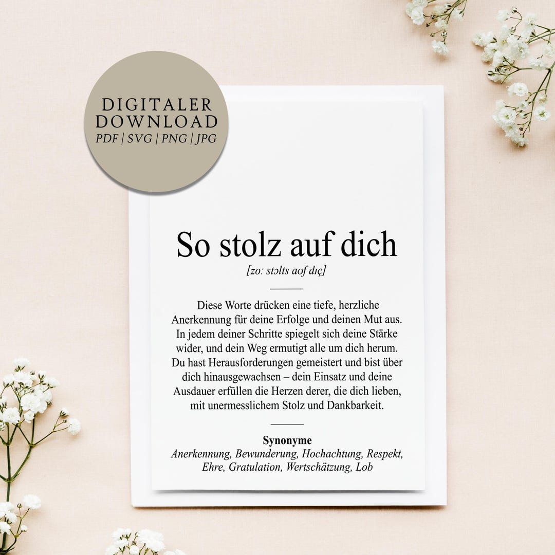 Definition: so Proud of You (duden Style) | Digital Print File | Gift ...
