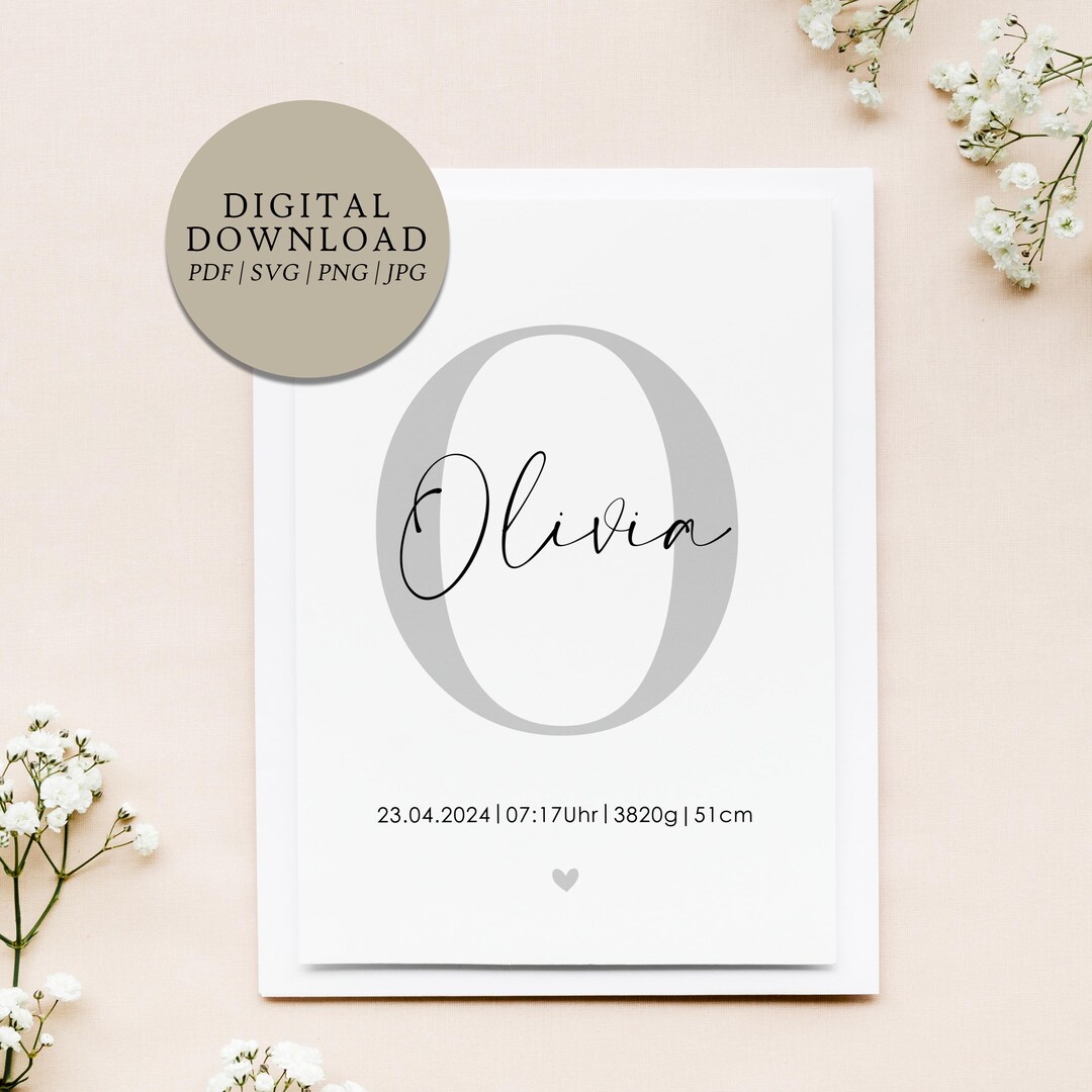 Personalized Poster Letter O Name & Birth Date | Digital Download ...