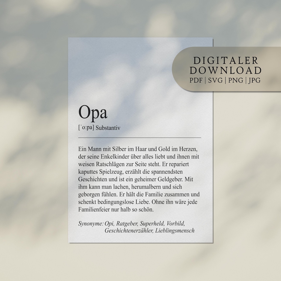 Definition Opa Duden Postcard Poster Print File Gift Birthday Pregnancy ...