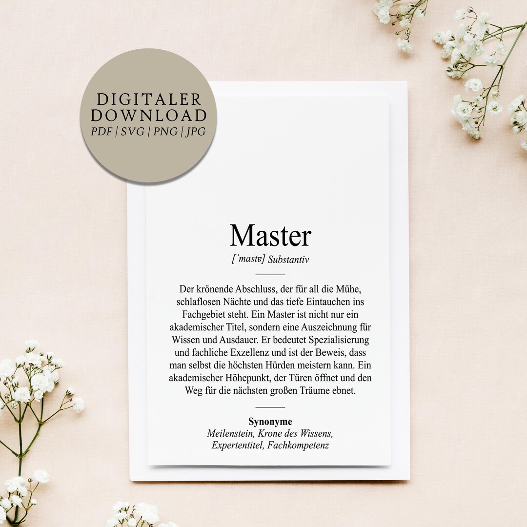 Definition Master Dudenstil | Digital Print File | Gift Graduation ...