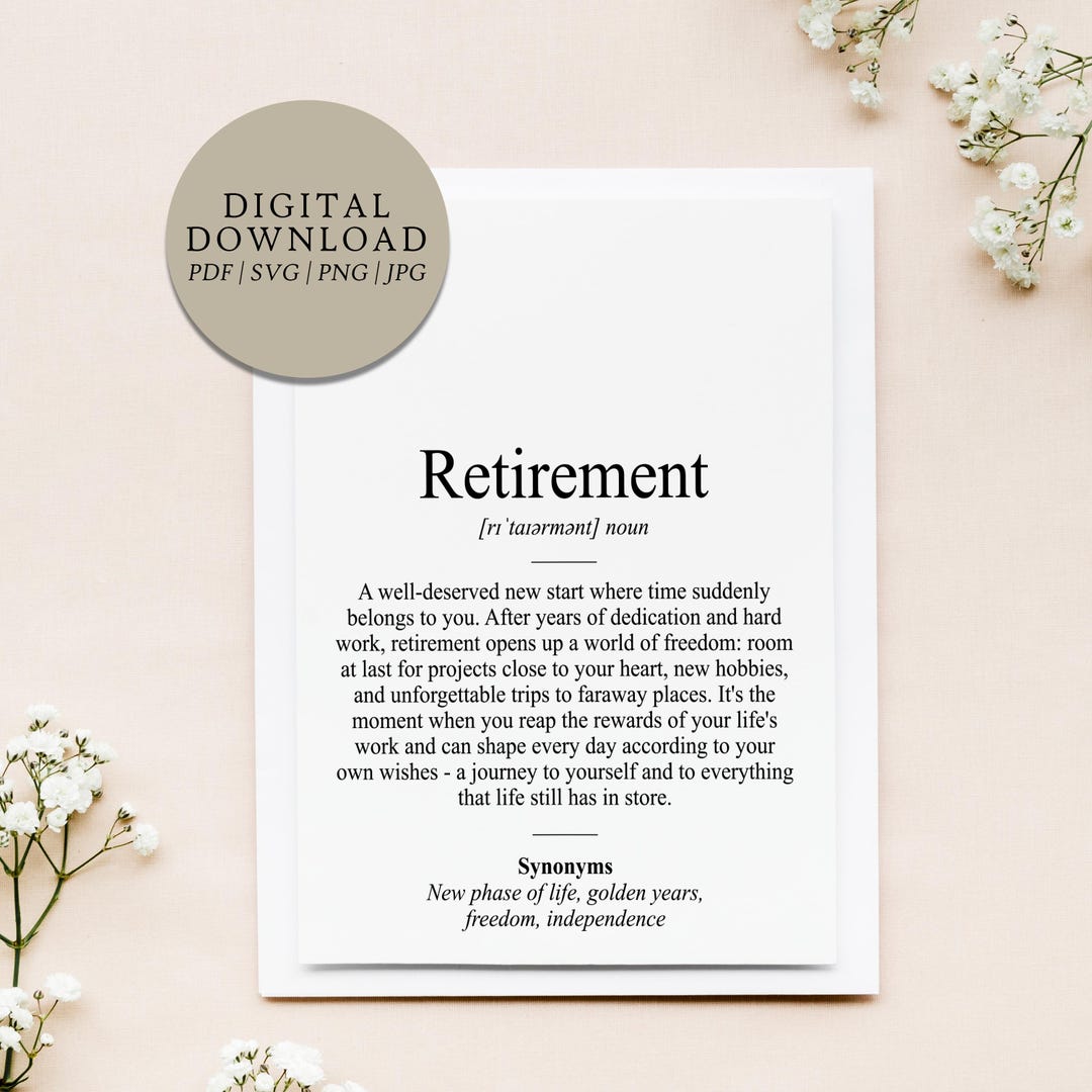 Definition Retirement | Digital Print File | Gift for Retirement ...