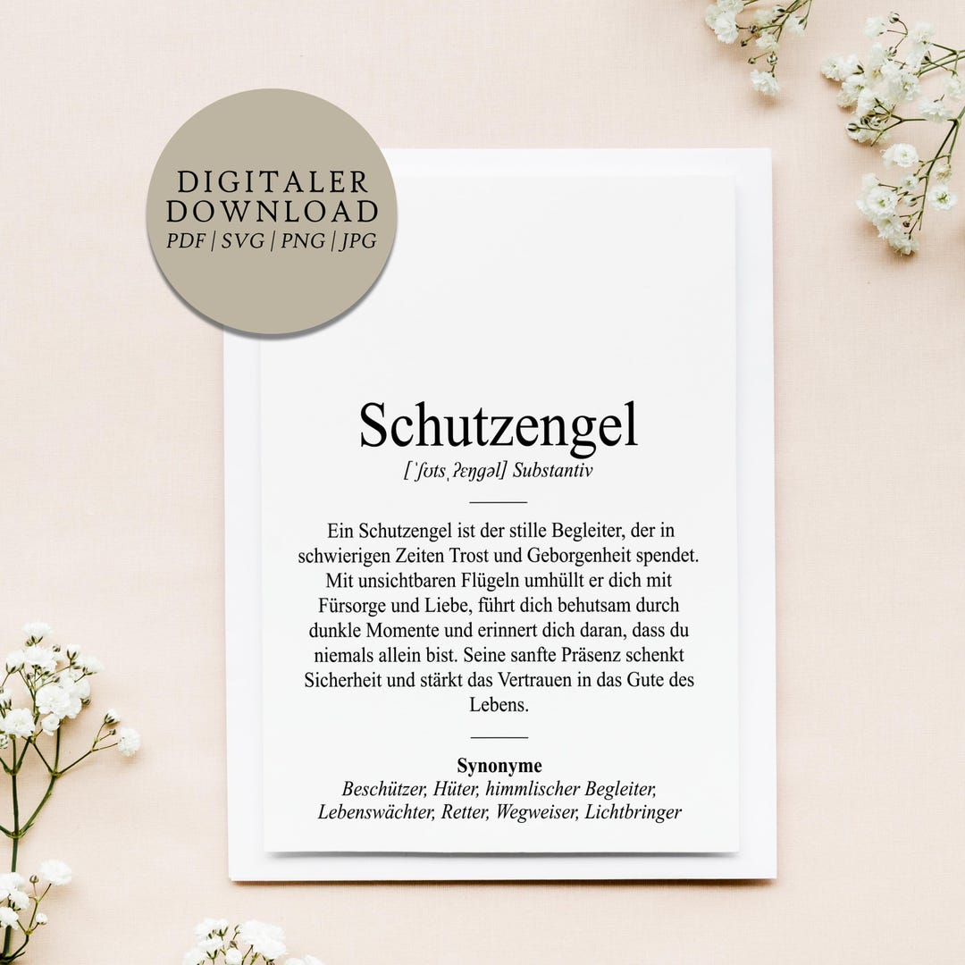 Definition of Guardian Angel (duden Style) | Digital Print File | Gift ...