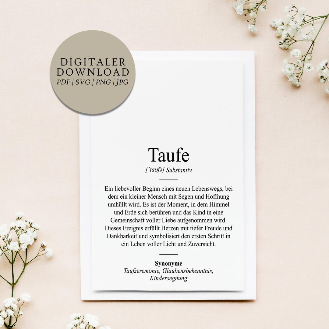 Definition of Baptism Duden Style | Digital Print File | Gift Sacrament ...
