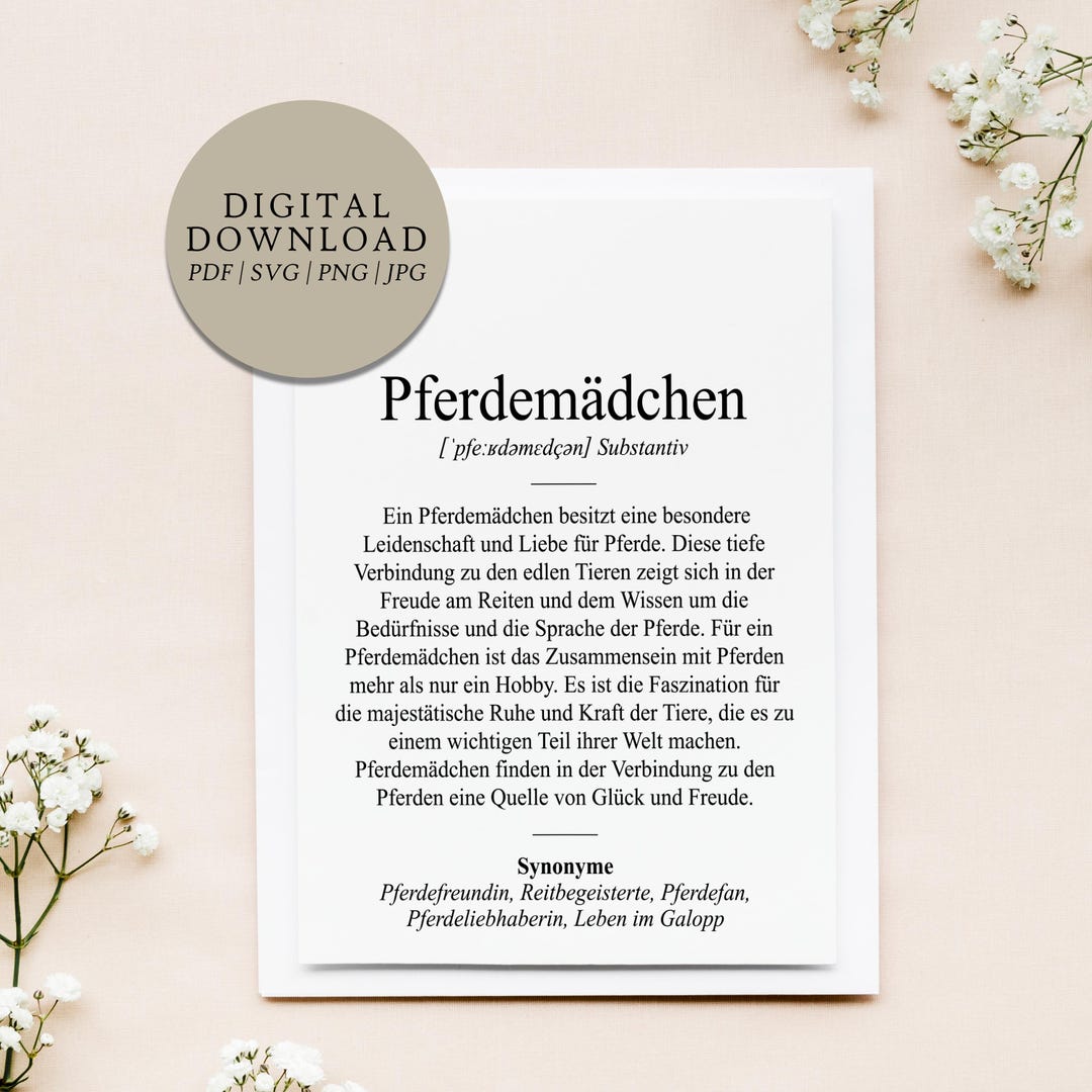 Definition of a Horse-loving Girl (duden Style) | Digital Print File ...