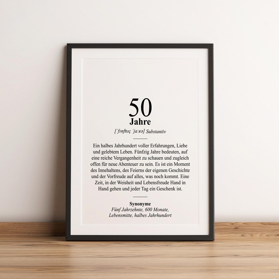 Definition 50 Years Duden Poster Gift for Fiftieth Birthday Birthday ...