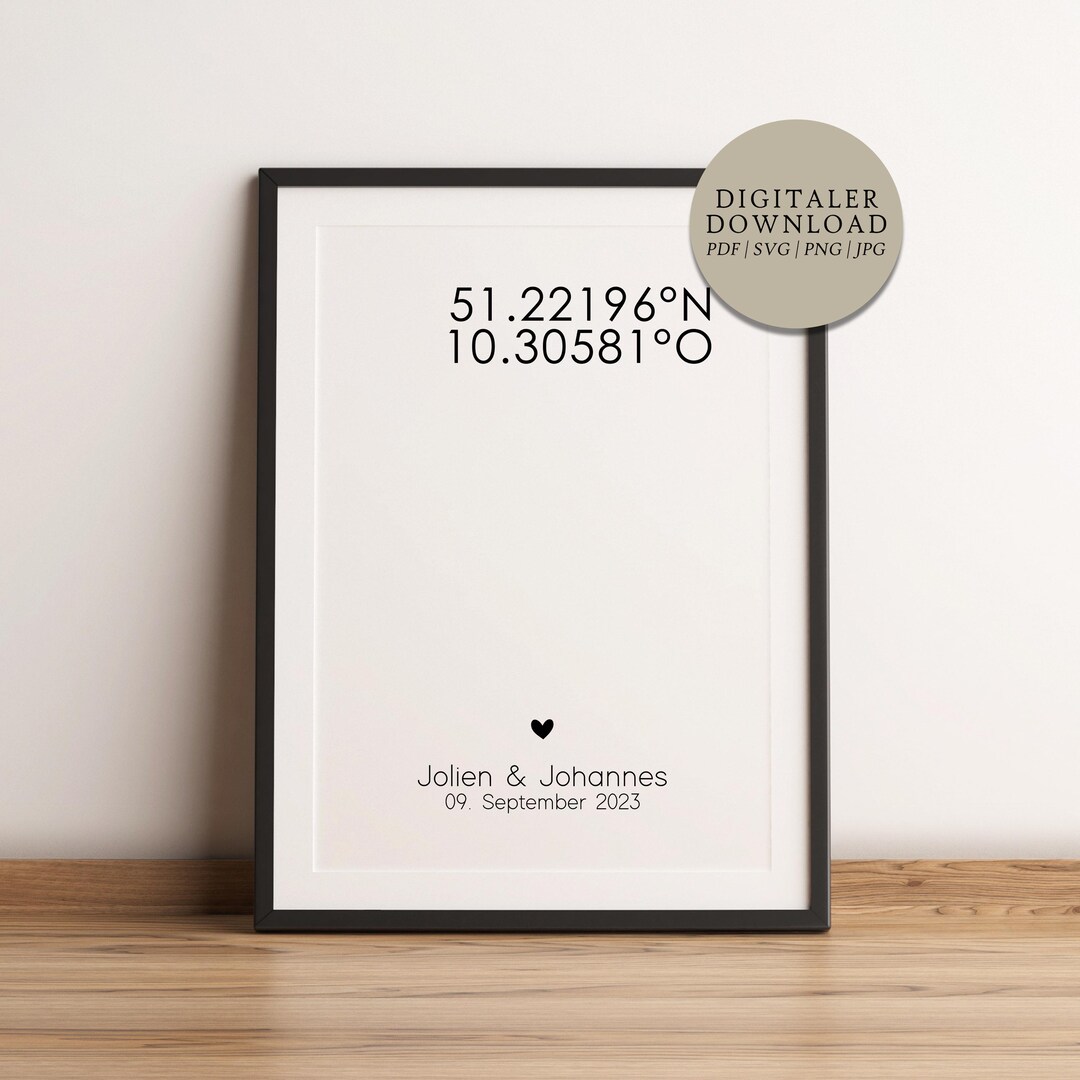 Personalized Family Poster Coordinates Digital Download Home House Gift ...