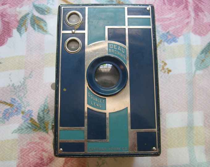 Kodak Blue Beau Brownie 2A Box Camera Art Deco 1930s Vintage ...