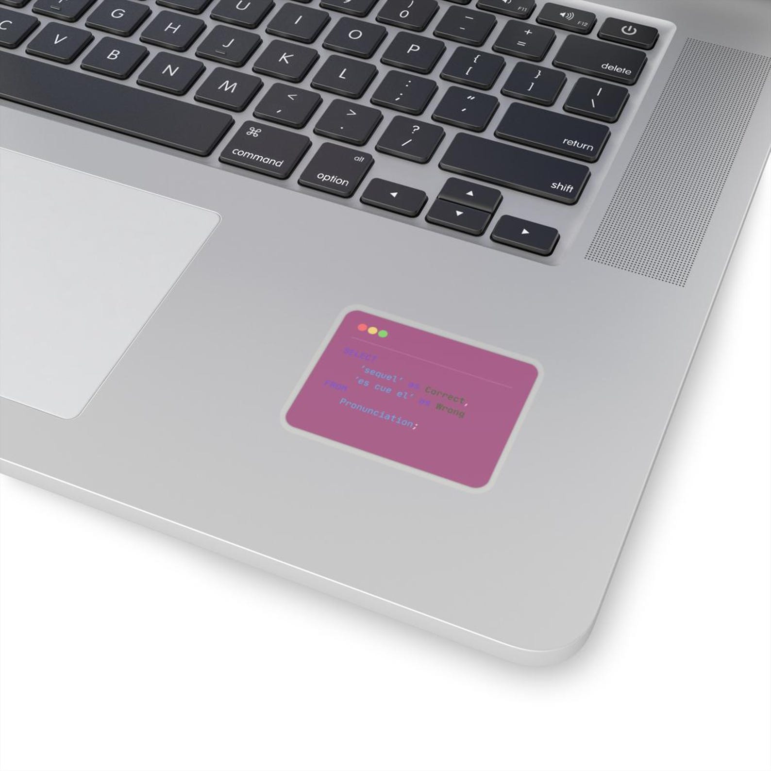 Dark Pink SQL Pronunciation Sticker - Funny "sequel Vs Es Cue El ...