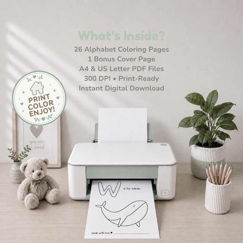Alphabet Coloring Pages | Animal A-Z Printable Book, Baby Shower ...
