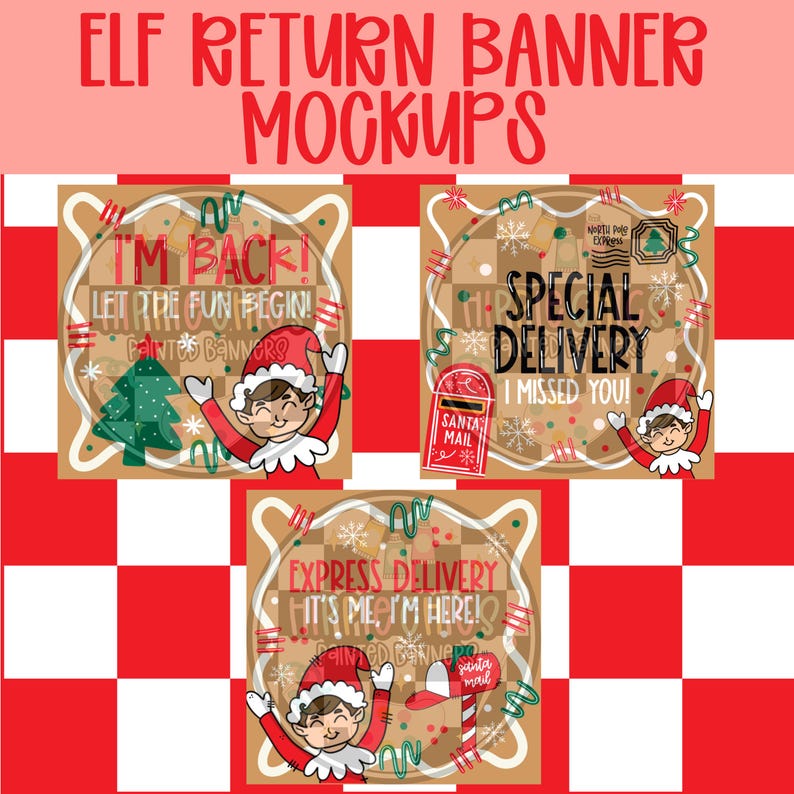 Elf Return Banner Mockups PNG - Etsy
